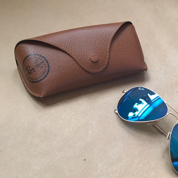 Ray-Ban | Accessories | Ray Ban Gold Matte Blue Aviator Sunglasses ...